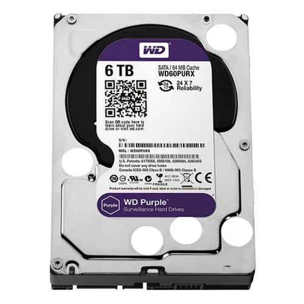 WD Purple 6TB Surveillance Hard Disk Drive - Intellipower SATA 6Gb/s 3. ...